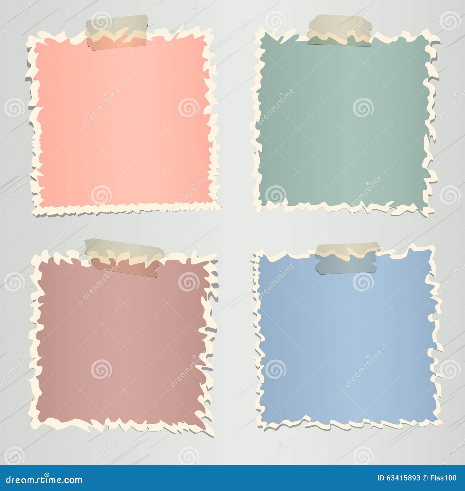 Set of Various Colorful Torn Note Papers Stock Vector - Illustration of ...