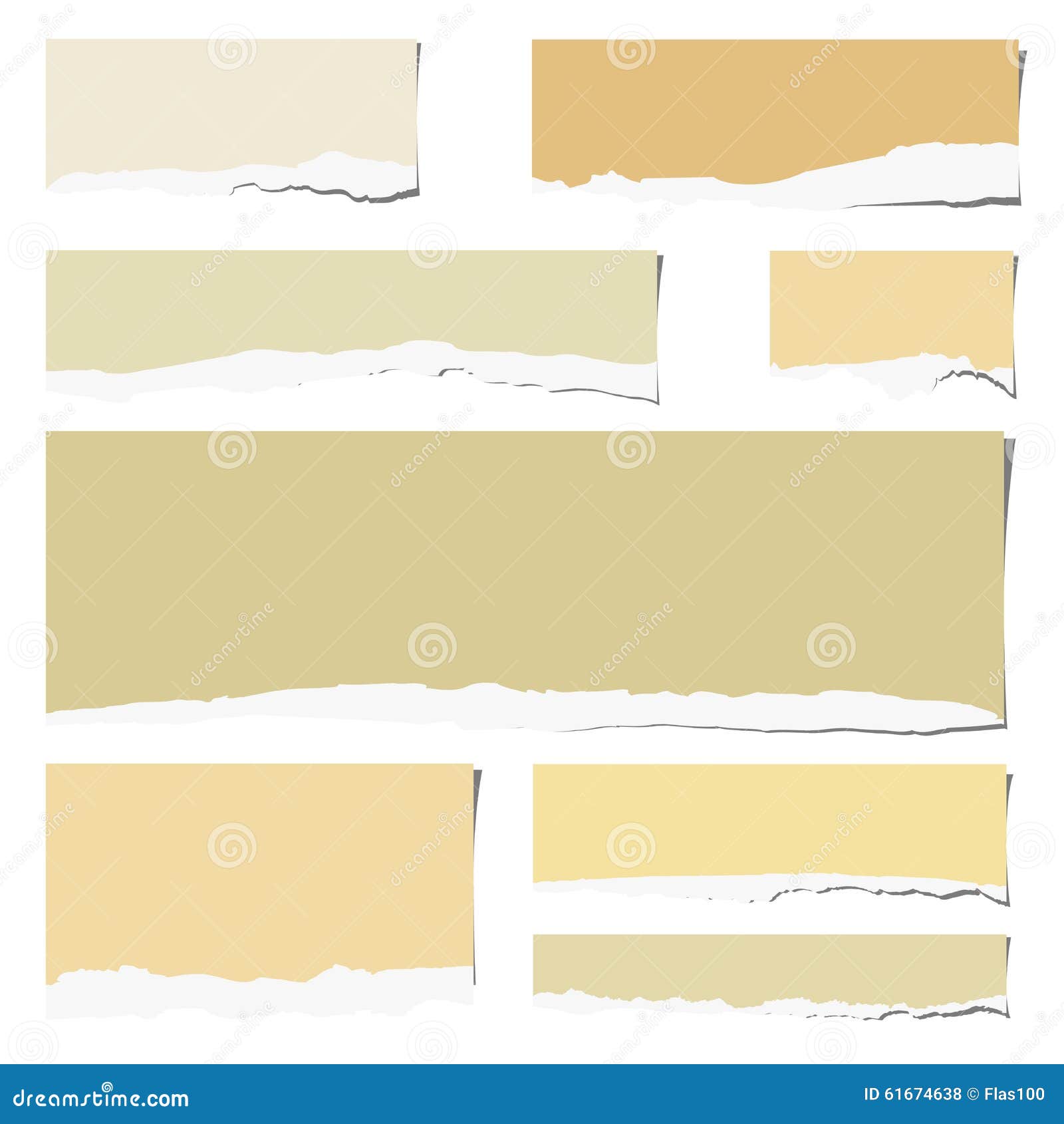 Set of Various Colorful Torn Note Papers on White Stock Vector ...