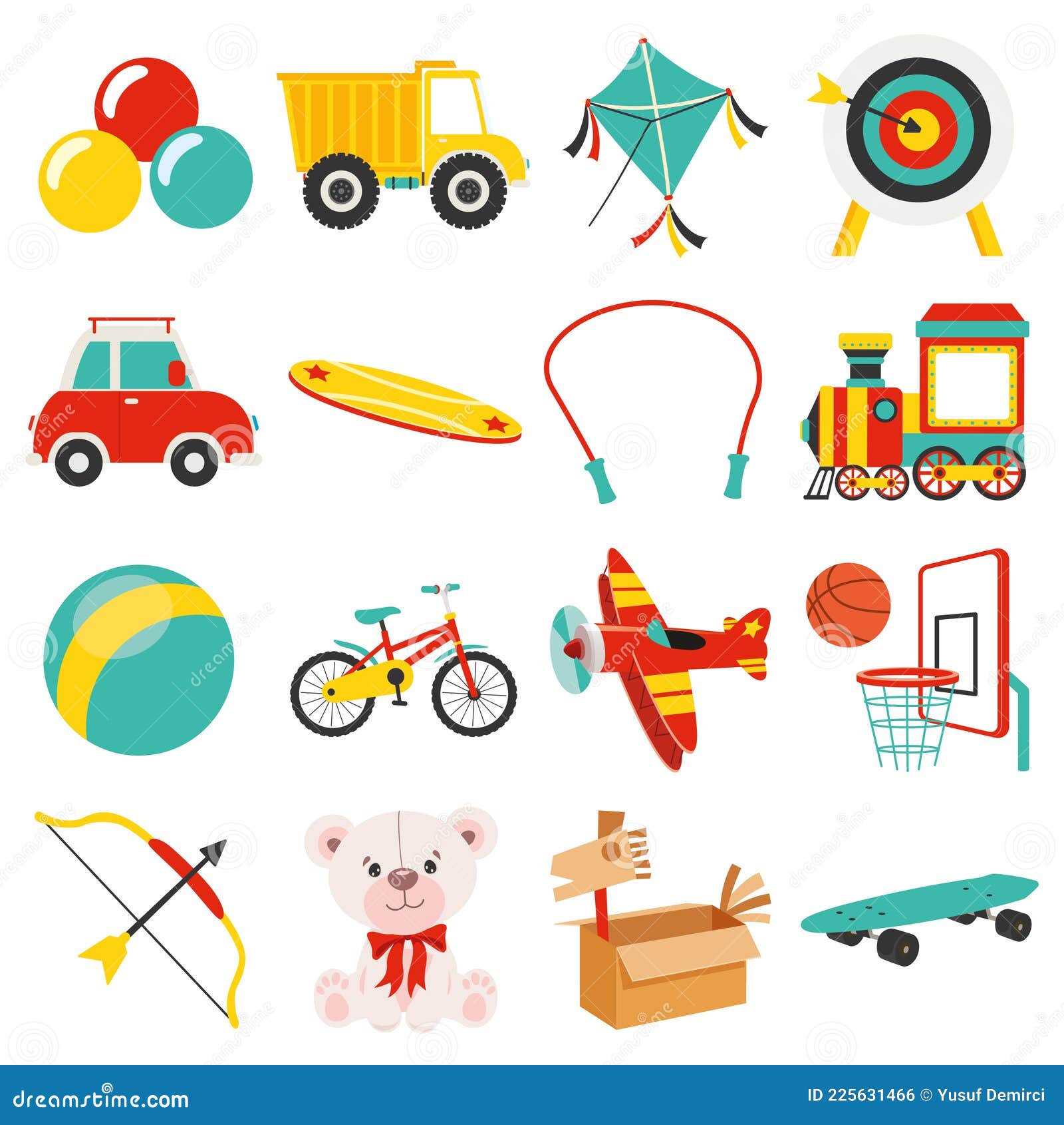 Set of Various Colorful Toys Stock Vector - Illustration of kite ...