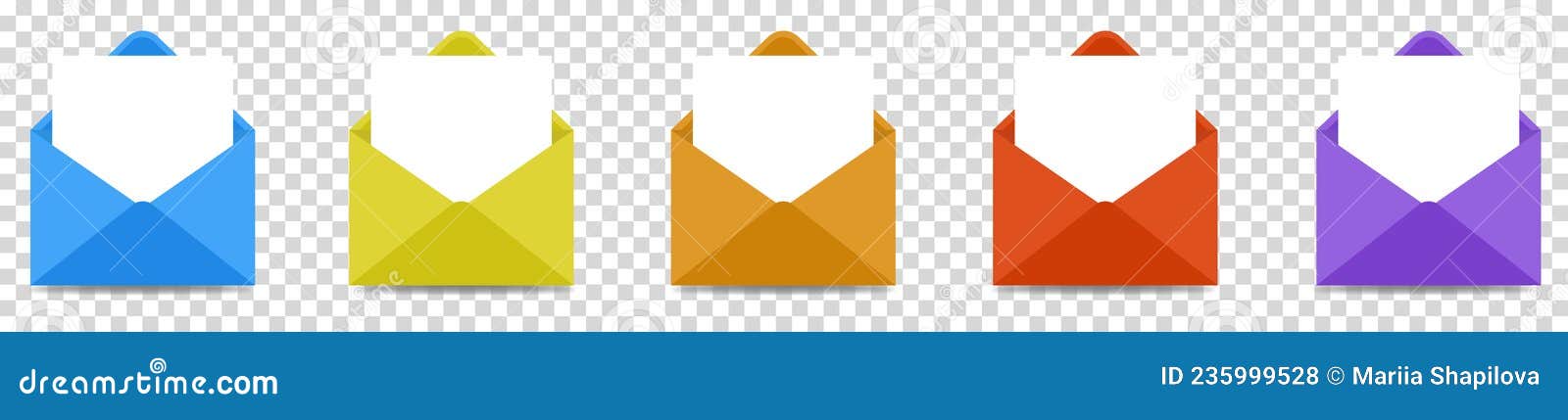 Set of Various Colors Envelopes Stock Vector - Illustration of postage ...