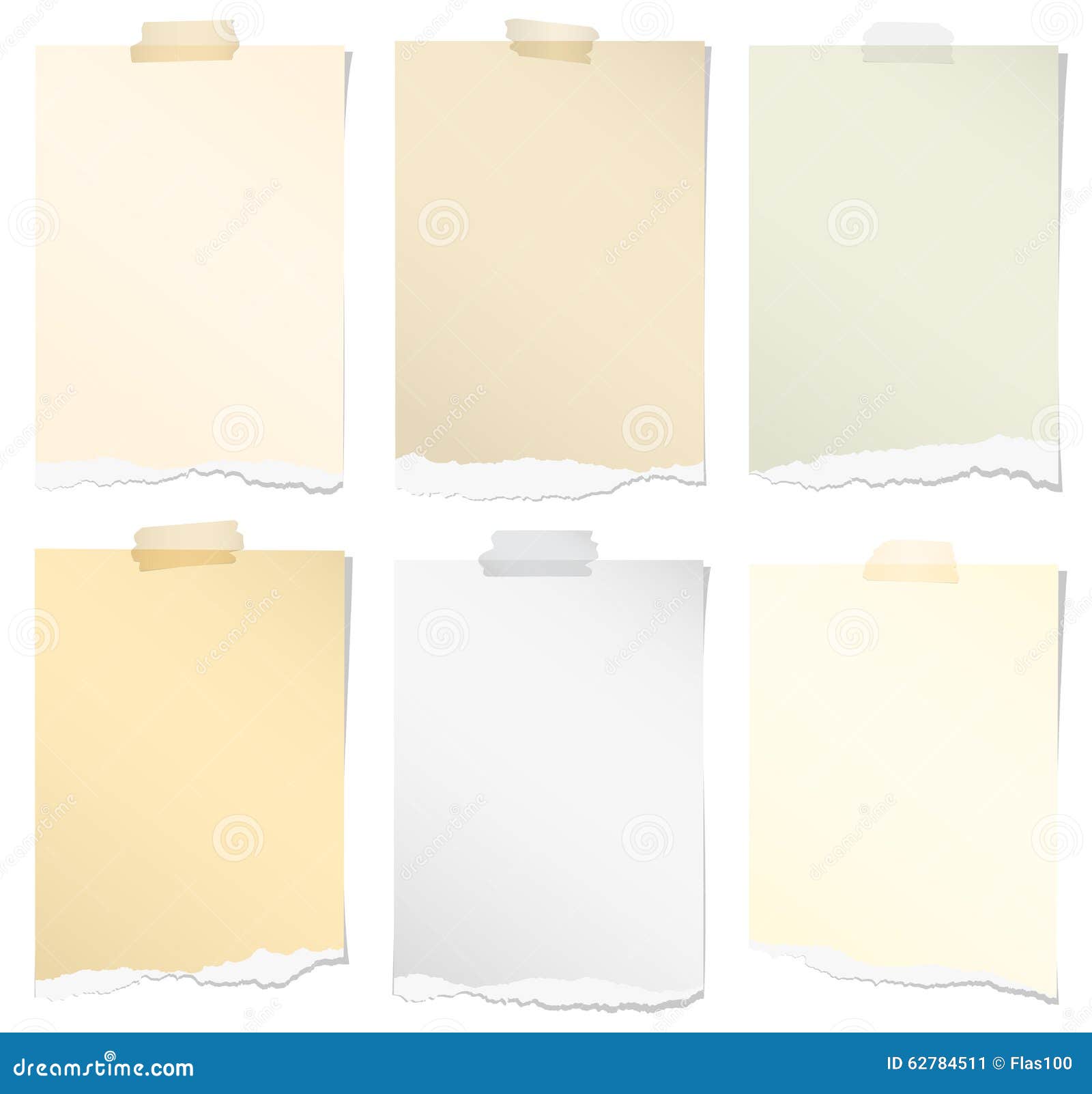 Set of Various Colors Torn Note Papers with Stock Vector - Illustration ...