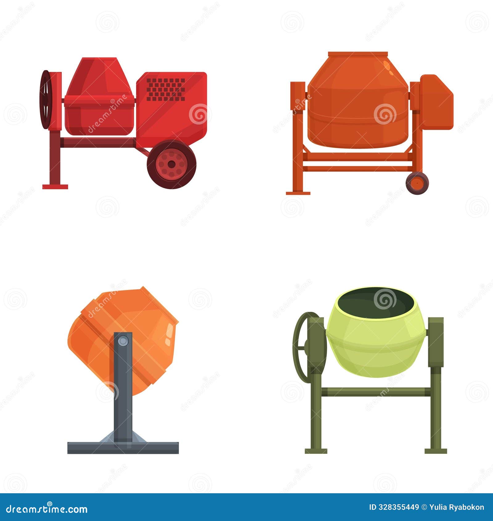 Set of Various Construction Concrete Mixers Stock Illustration ...