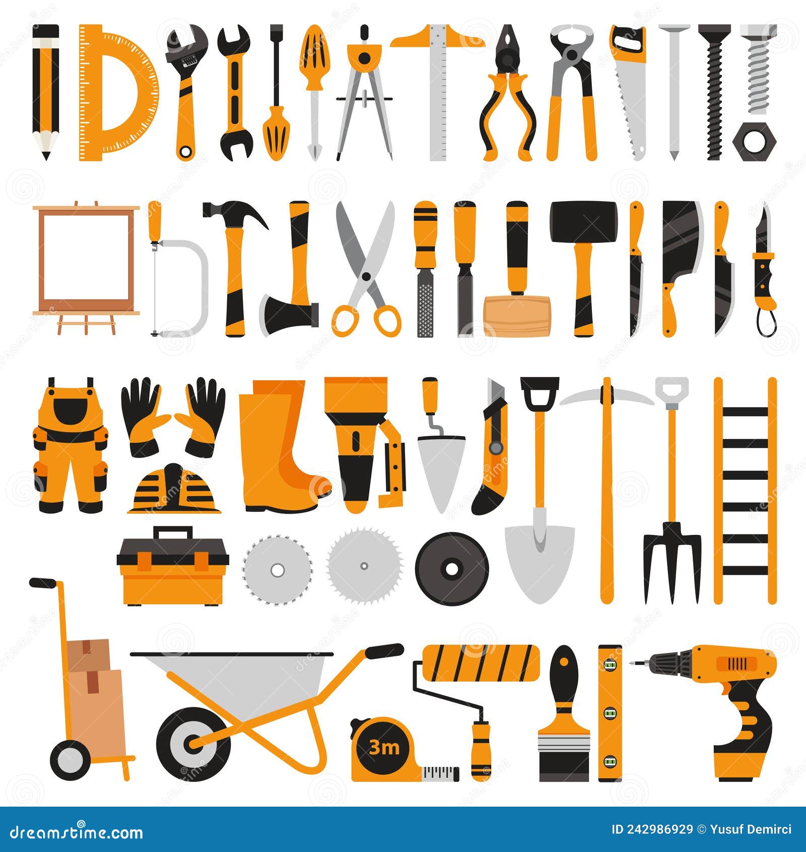 Set of Various Construction Tools Stock Vector - Illustration of ...