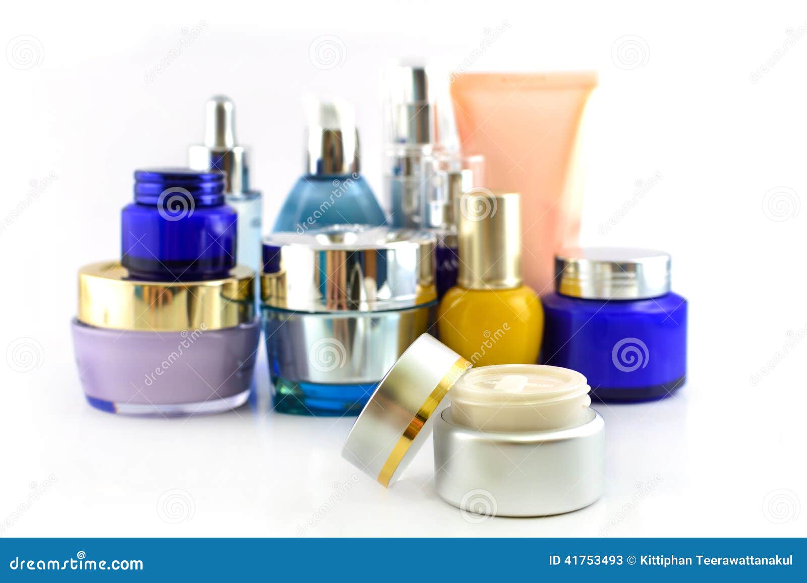 Set of various cosmetics stock image. Image of gold, glossy - 41753493
