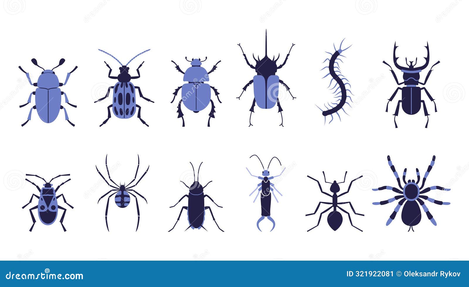 Set of Various Crawling Insects. Stock Vector - Illustration of beetle ...