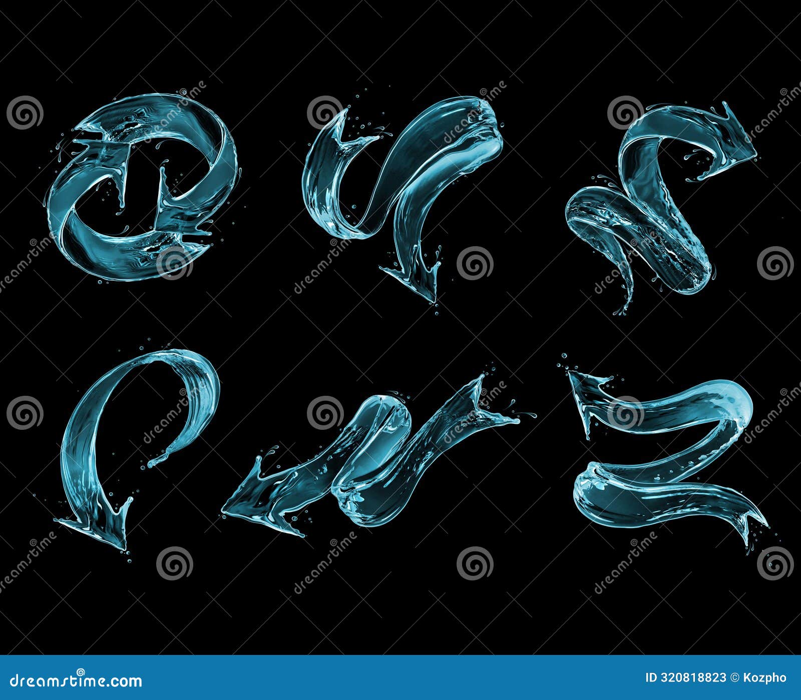 Curved Arrows Made Of Water Splashes In A Circular Motion, Isolated On ...