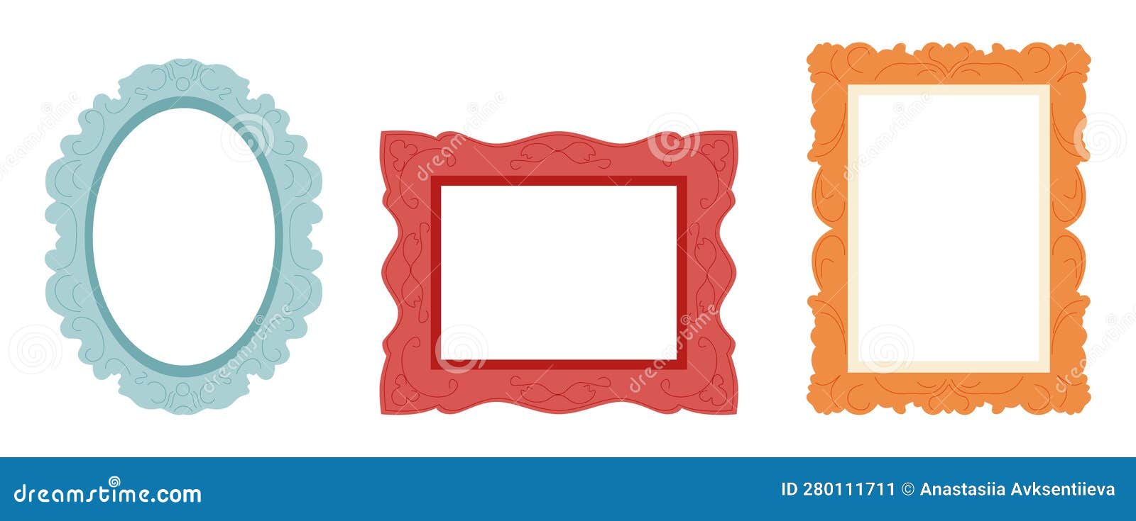 Set of Various Decorative Frames or Borders. Different Shapes. Photo or ...