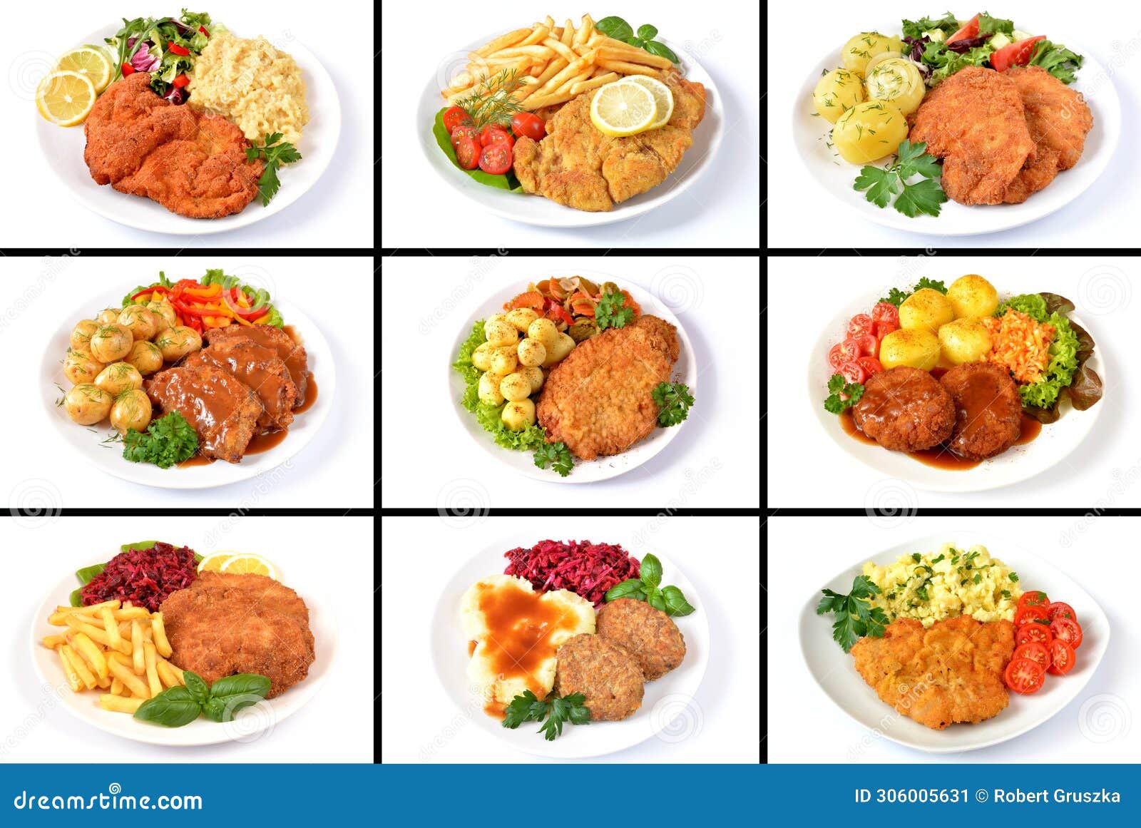 Set of different dinners stock image. Image of cooking - 306005631