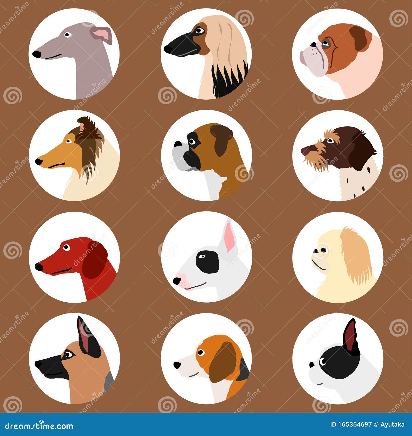 Set of dog profiles stock vector. Illustration of face - 165364697
