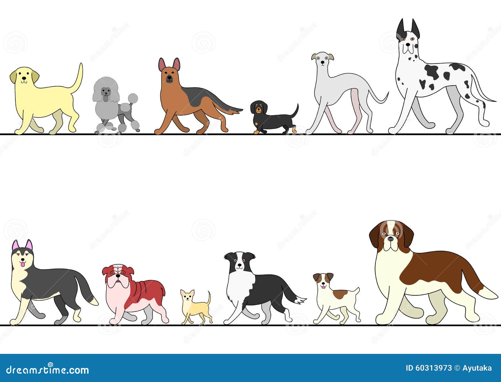 Set of Various Dogs Walking in Line Stock Vector - Illustration of jack ...