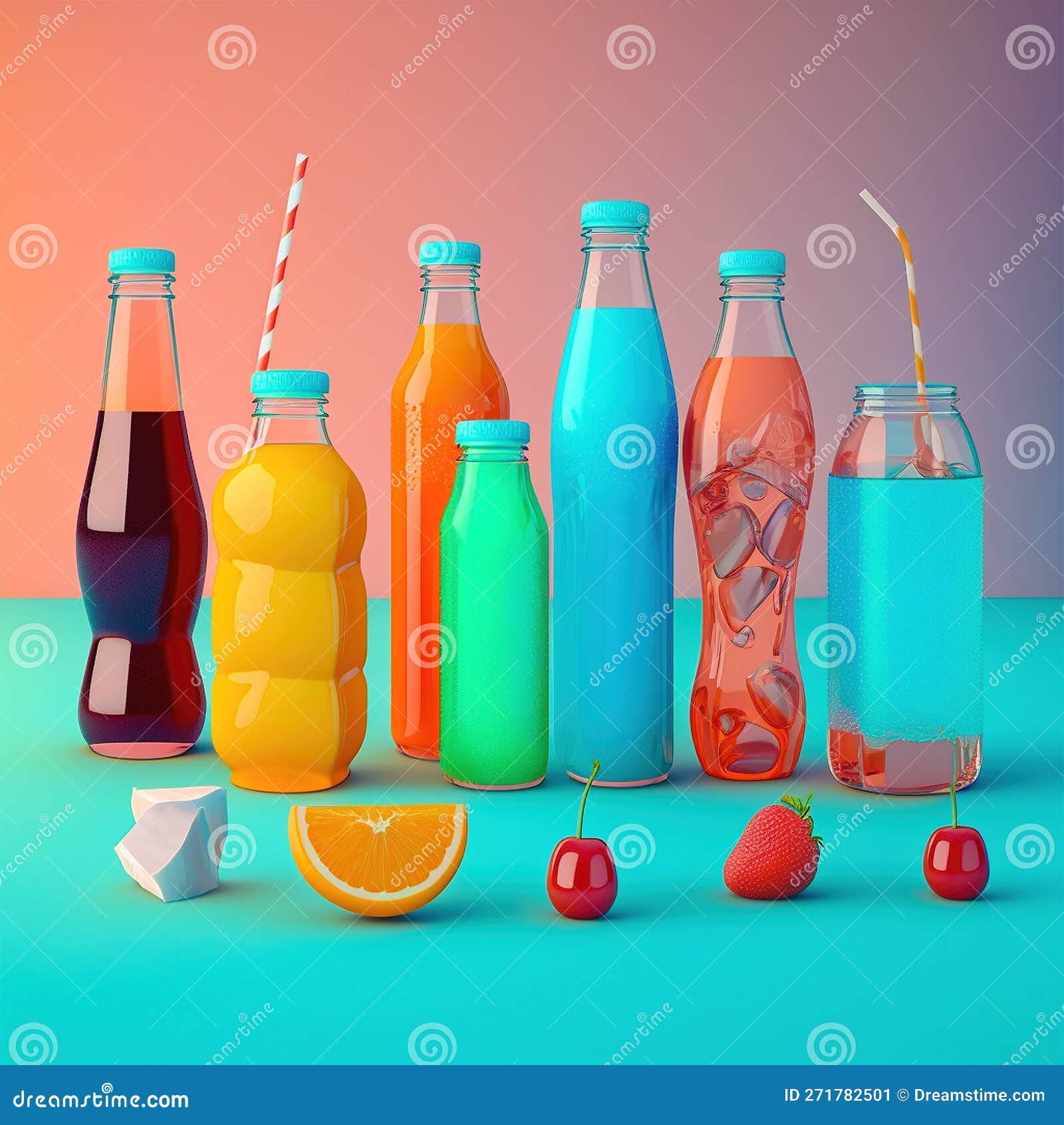 Set of Various Drinks on a Blue Background. Banner Design Stock ...