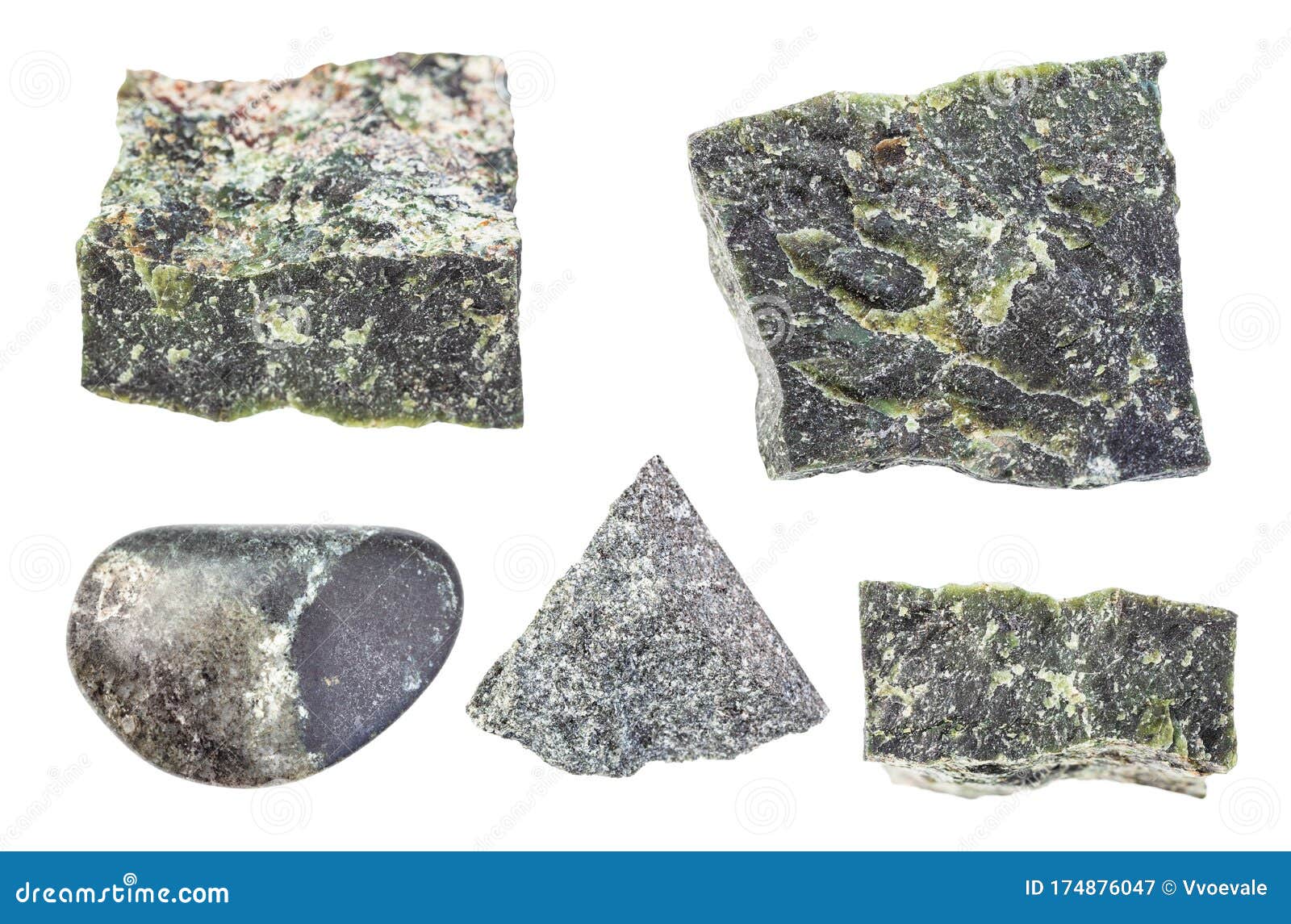 Set of Various Dunite Olivinite Rock Isolated Stock Image - Image of ...