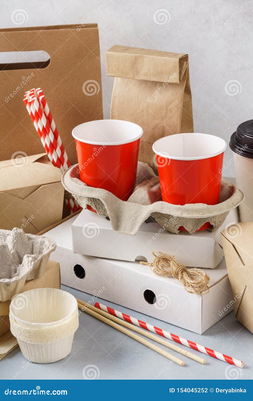 Set of Various Eco Friendly Packaging, Containers and Tableware Stock ...