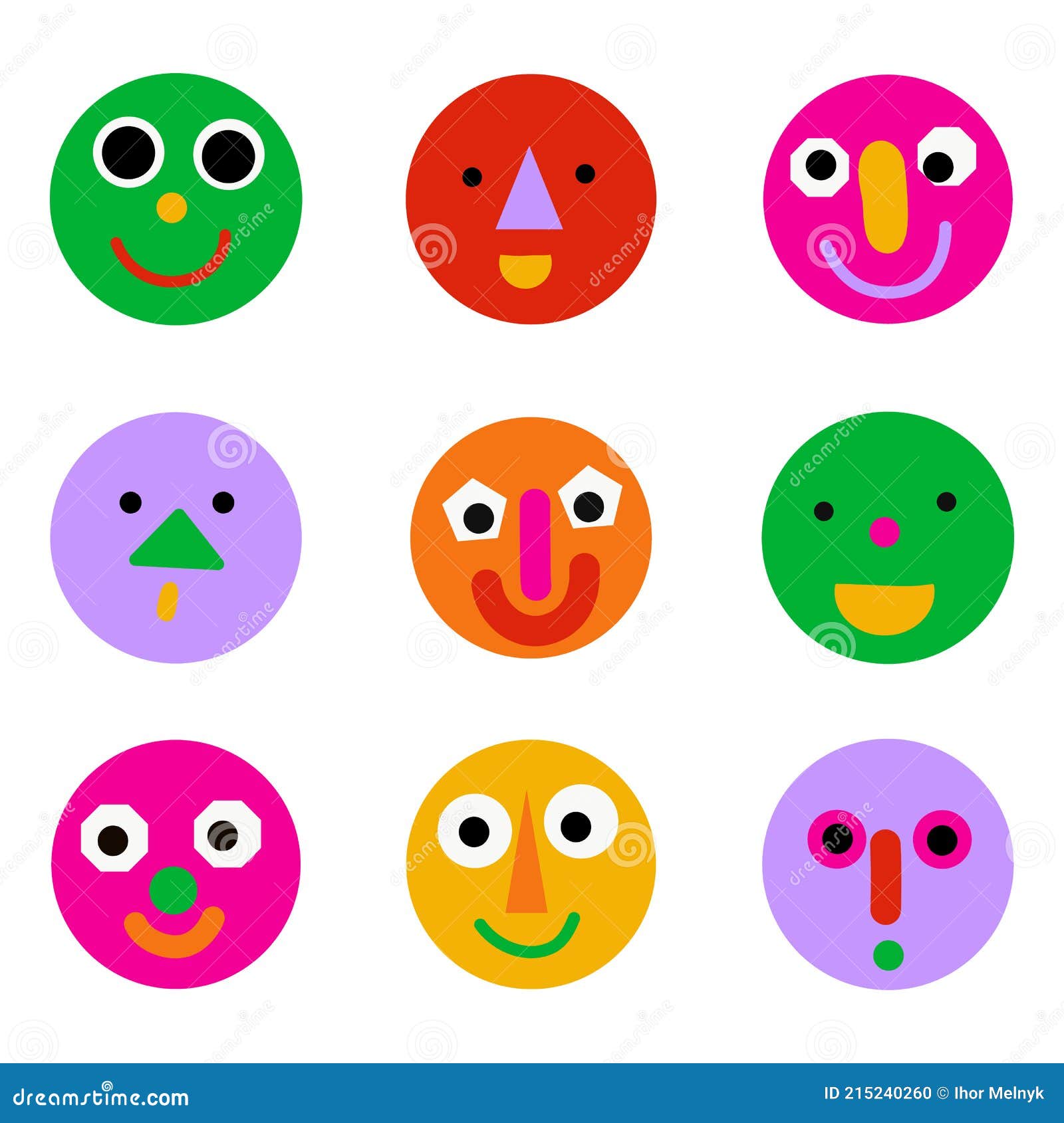 Set of various faces stock vector. Illustration of graphic - 215240260