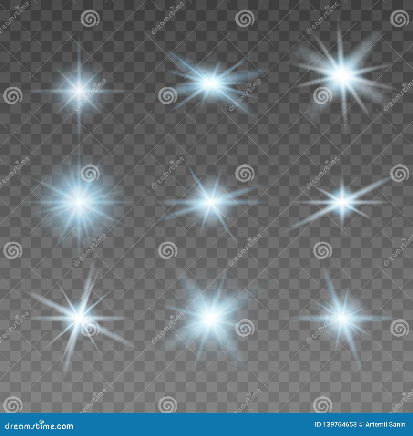 Set of Various Flare Elements. Vector Illustration with Light Effects ...