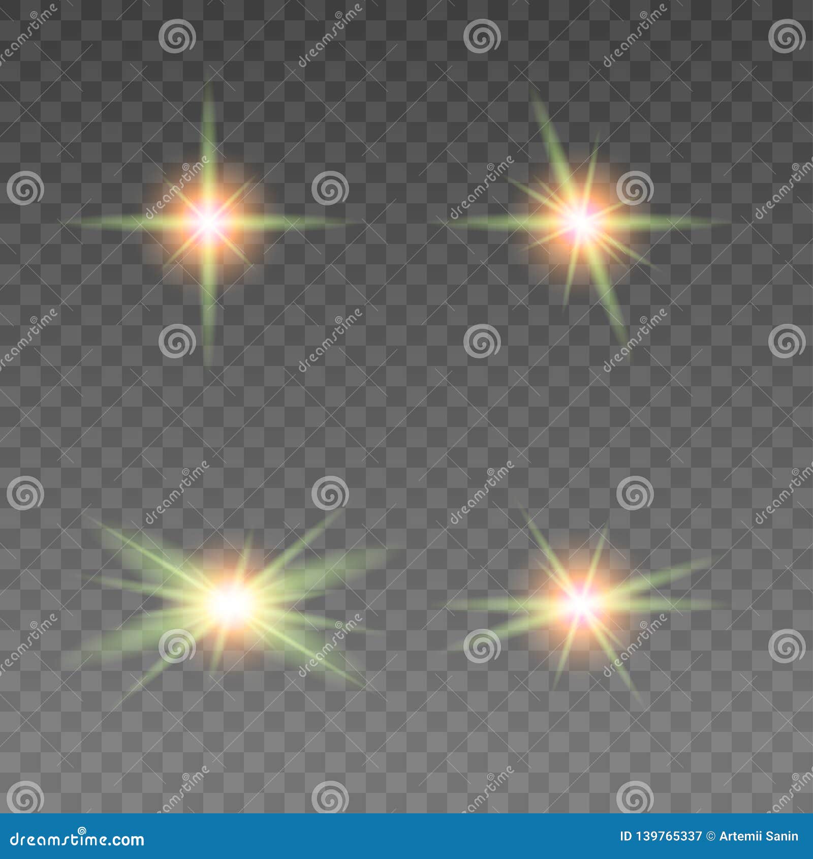 Set of Various Flare Elements. Vector Illustration with Light Effects ...
