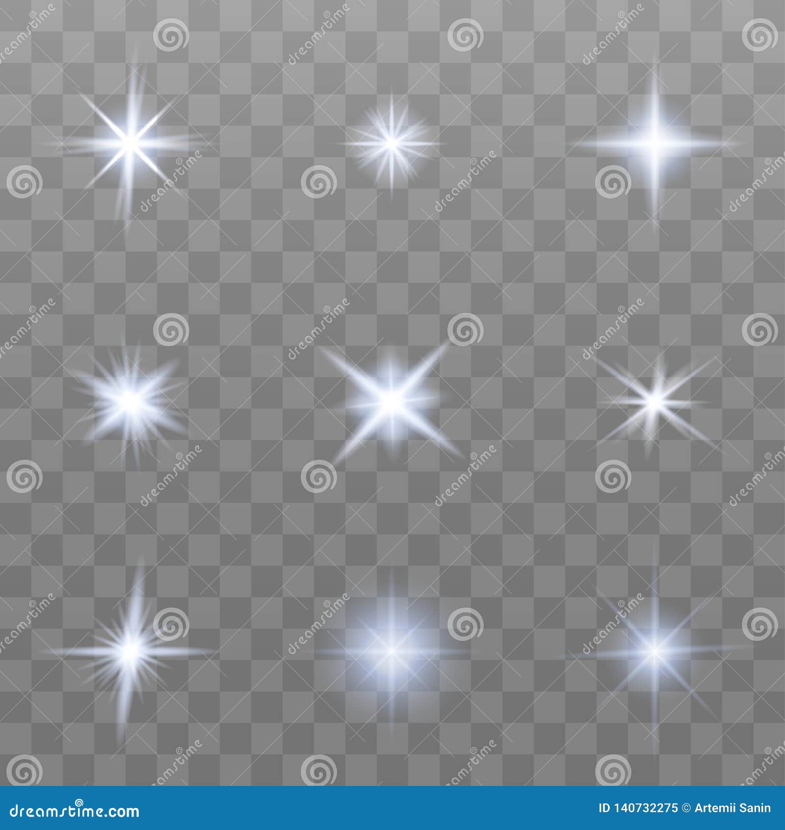 Set of Various Flare Elements. Vector Illustration with Light Effects ...