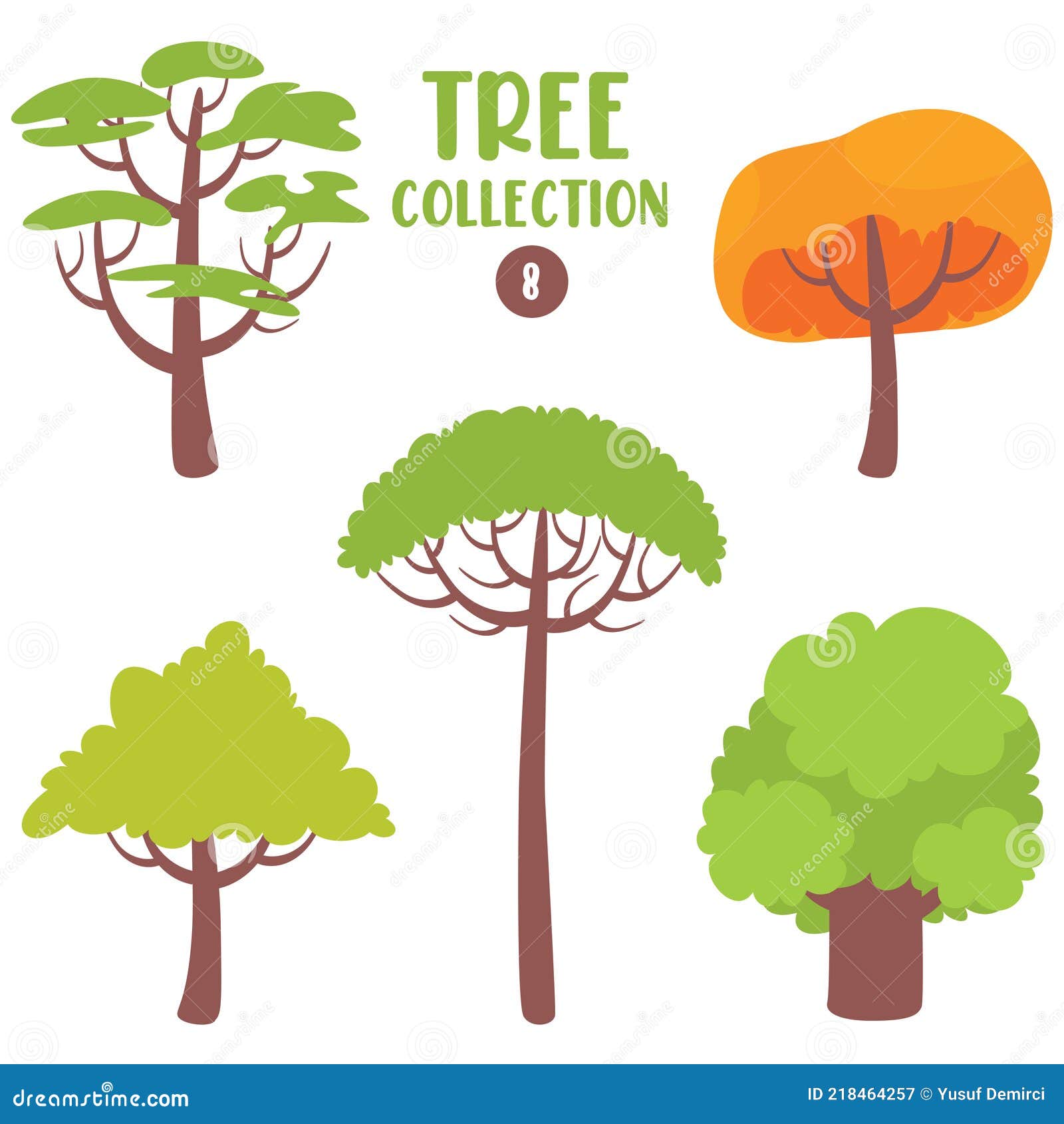 Set of Various Flat Trees stock vector. Illustration of diversity ...