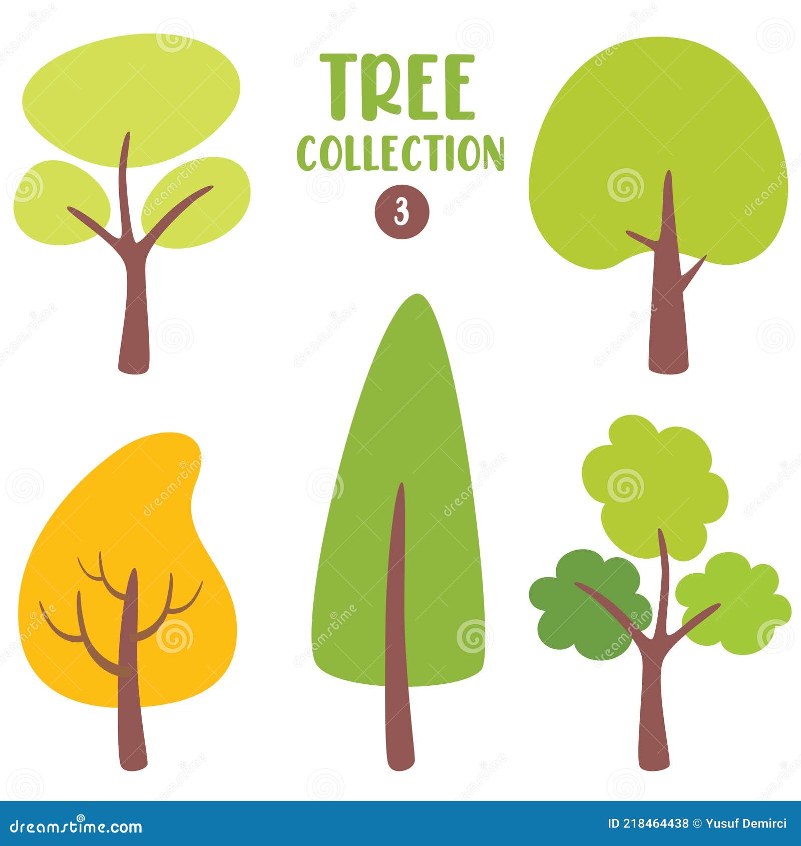 Set of Various Flat Trees stock vector. Illustration of farming - 218464438
