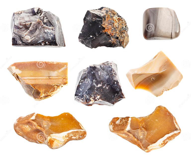 Set of Various Flint Stones Isolated on White Stock Photo - Image of ...