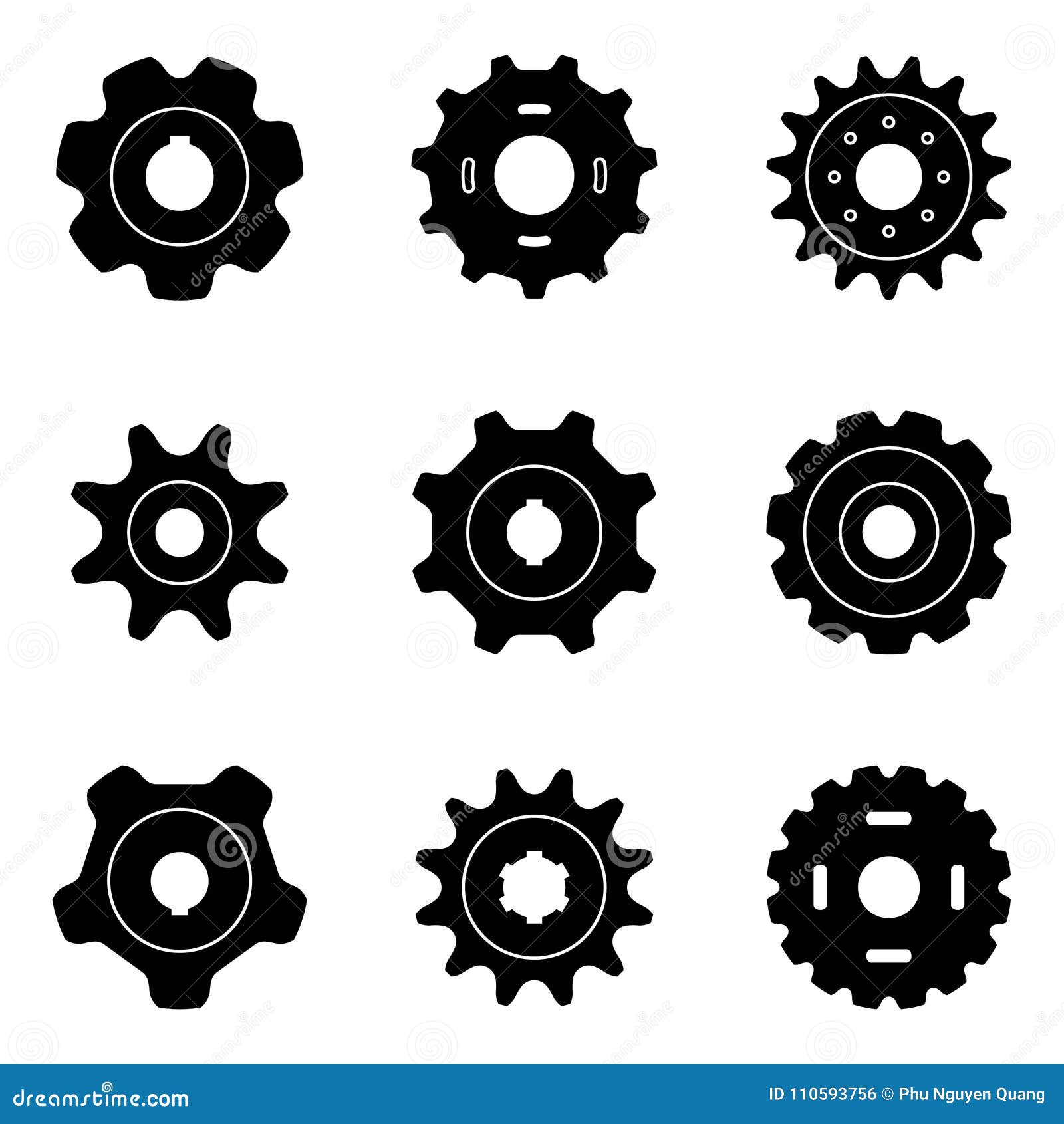Set of Various Forms of Sprocket Wheel. Vector Icons Set Stock Vector ...