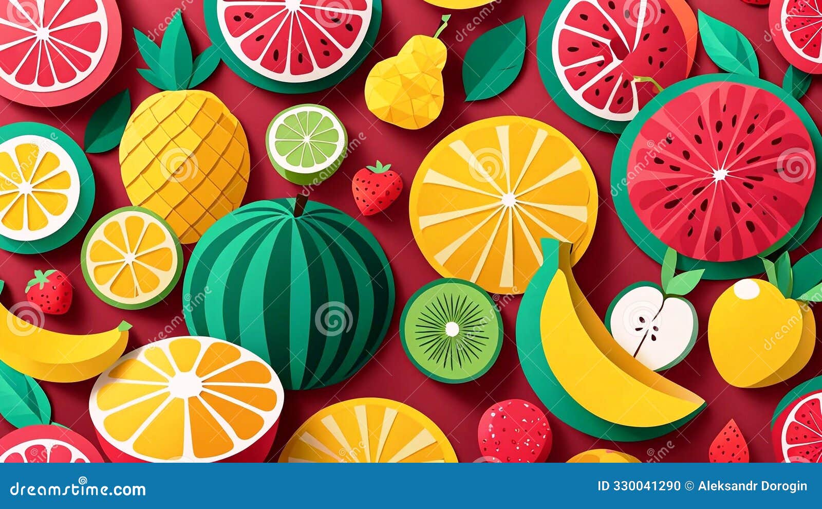 Set of Various Fruits Cut Out of Paper Stock Illustration ...