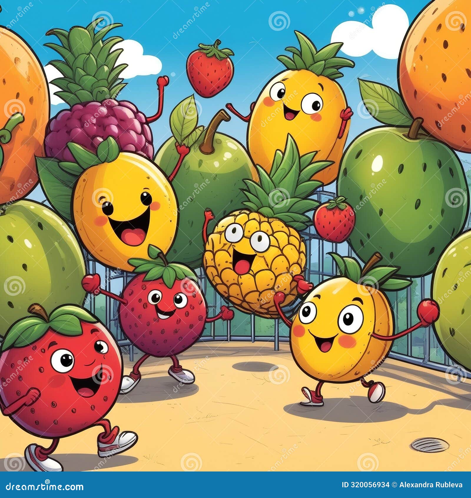 Set of Various Funny Cartoon Fruits Stock Photo - Image of cartoon ...
