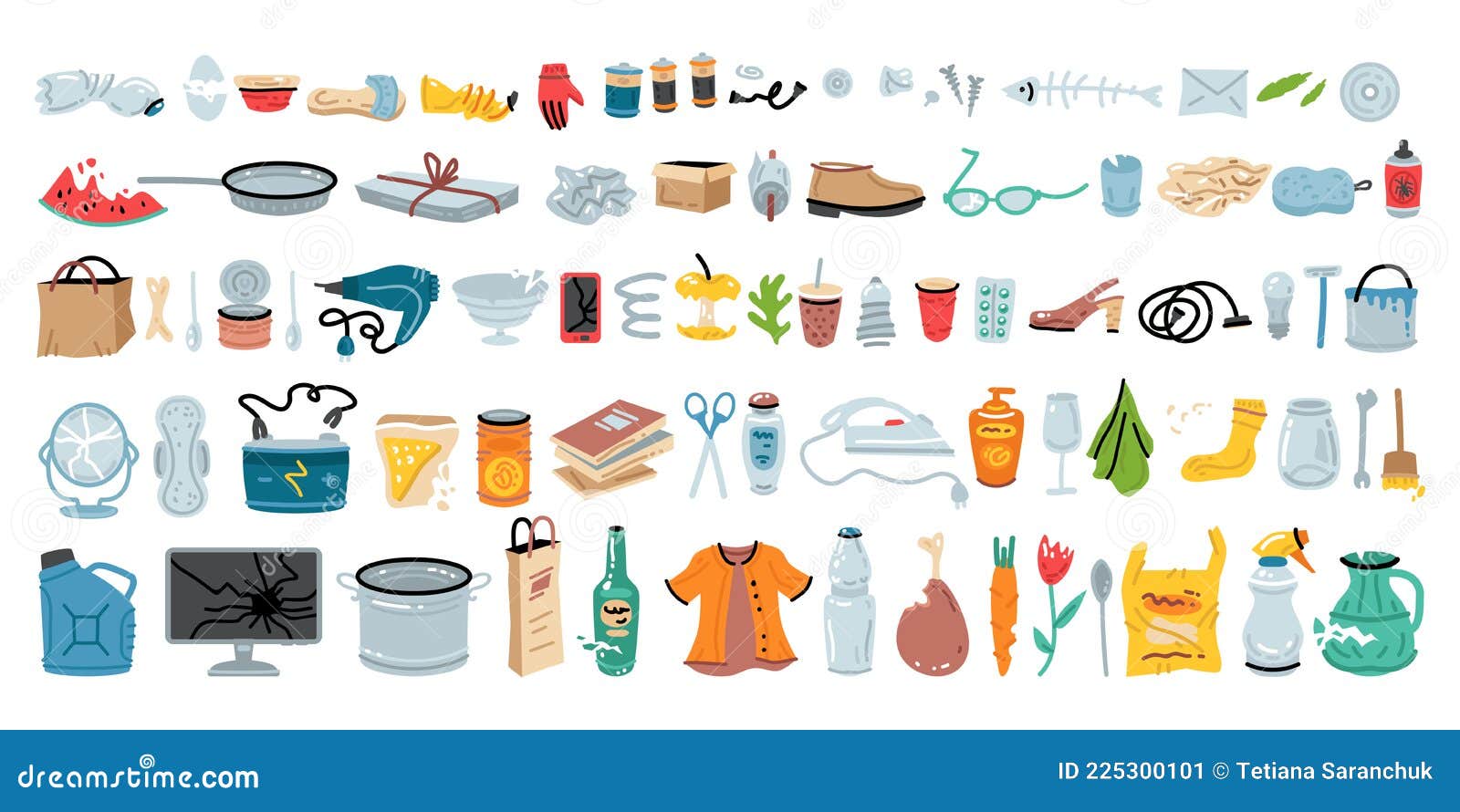Set of Various Garbage for Concept Design. Vector Illustration Design ...