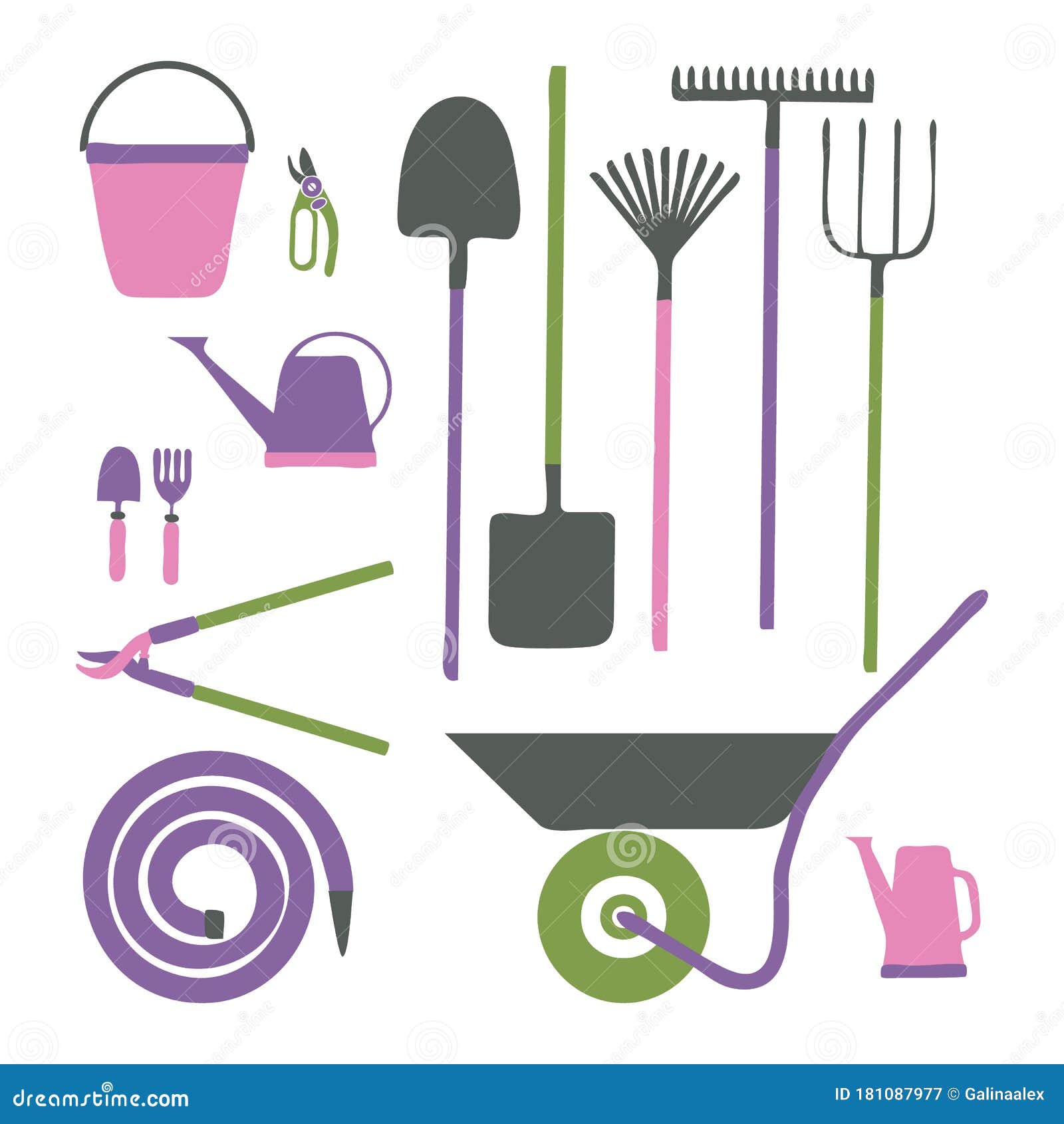 Set of Various Gardening Tools in Cartoon Style Stock Vector ...