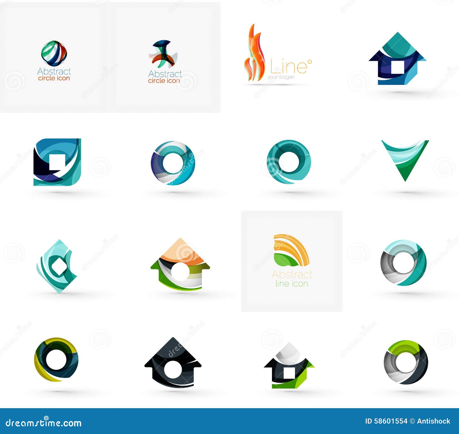 Set of Various Geometric Icons Stock Illustration - Illustration of ...
