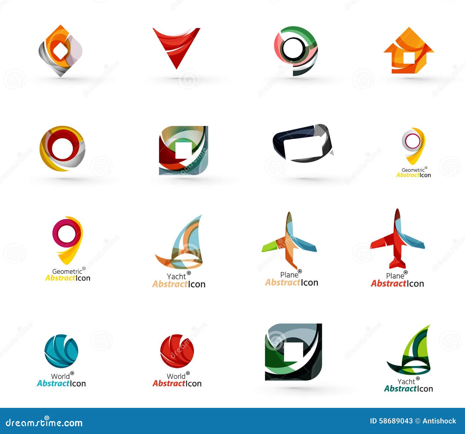 Set of Various Geometric Icons - Rectangles Stock Vector - Illustration ...