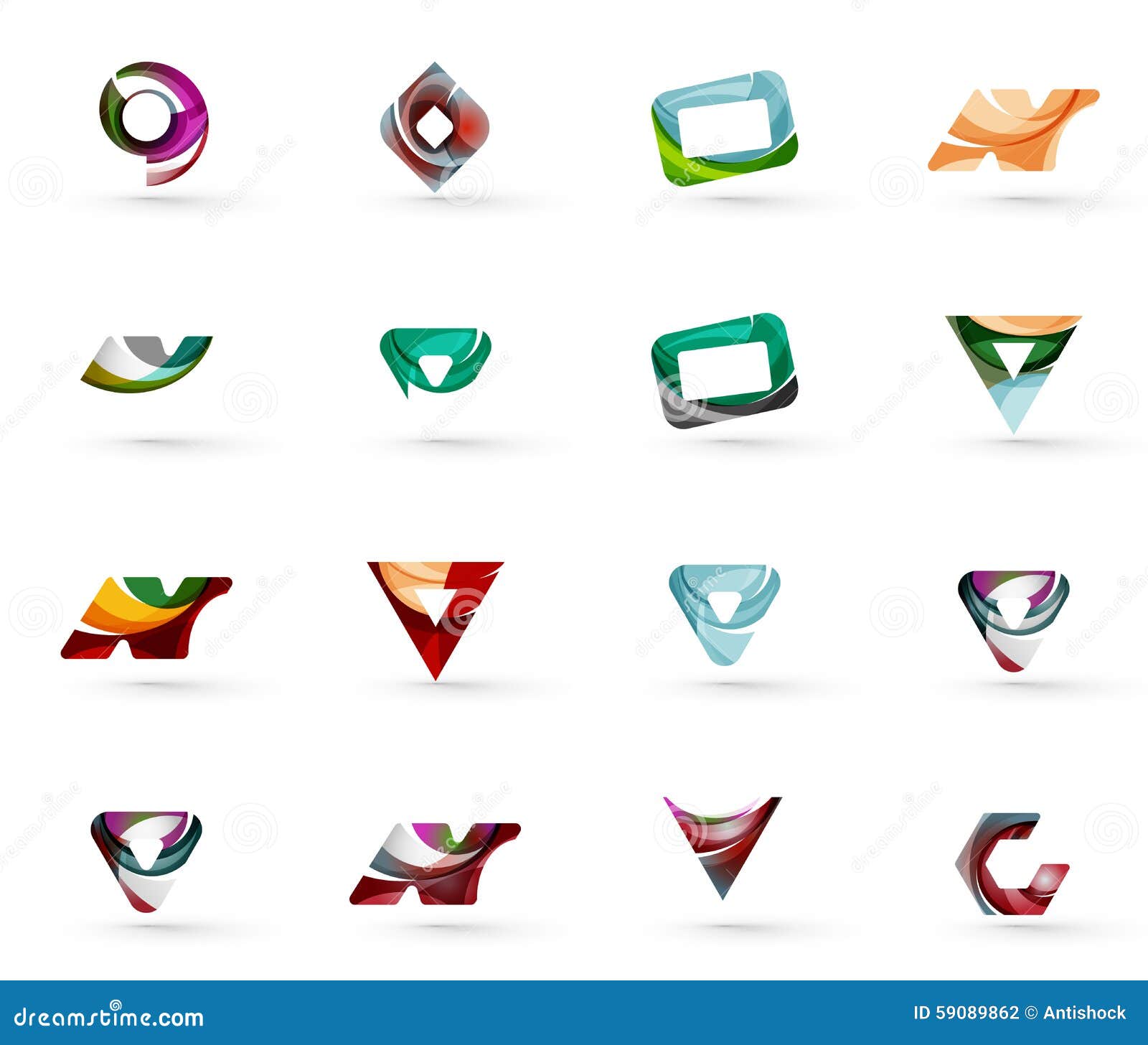 Set of Various Geometric Icons Stock Vector - Illustration of ...
