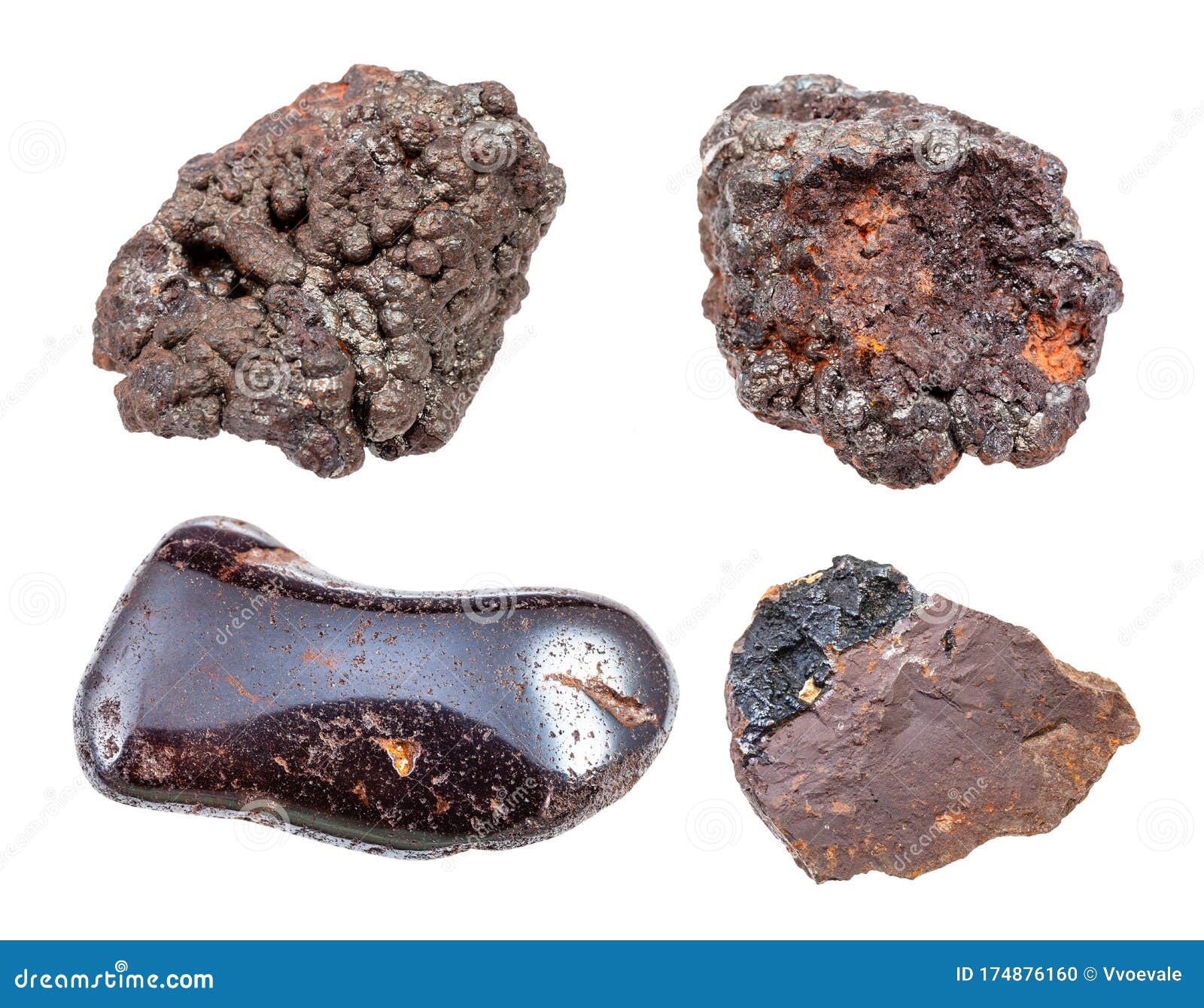 Set of Various Goethite Rocks Isolated on White Stock Photo - Image of ...