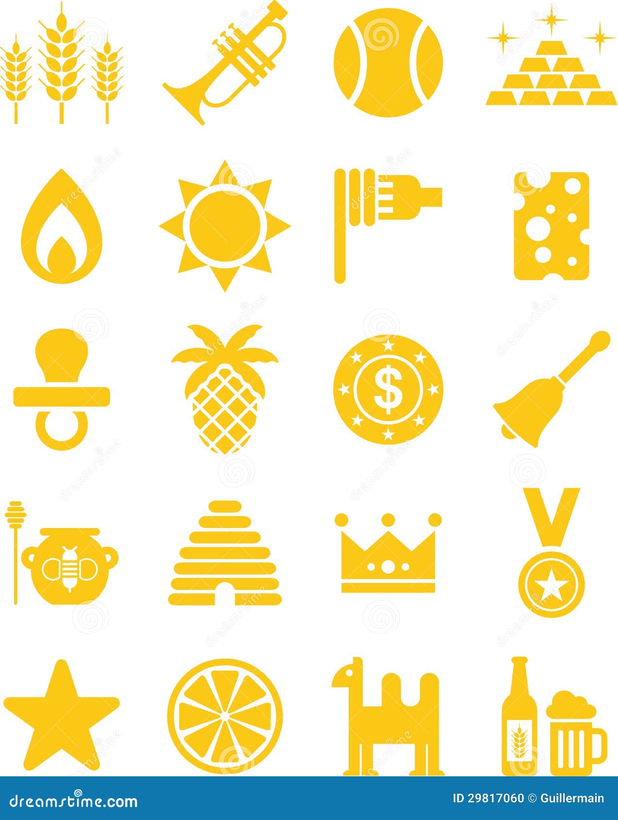 Golden icons stock vector. Illustration of fruit, item - 29817060
