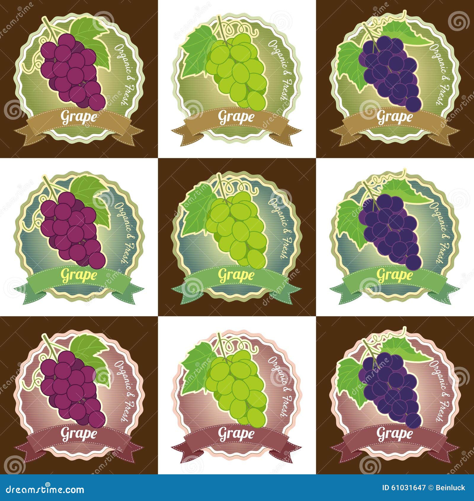 Set of Various Grape Fruit Tag Label Badge Sticker and Logo Design in ...