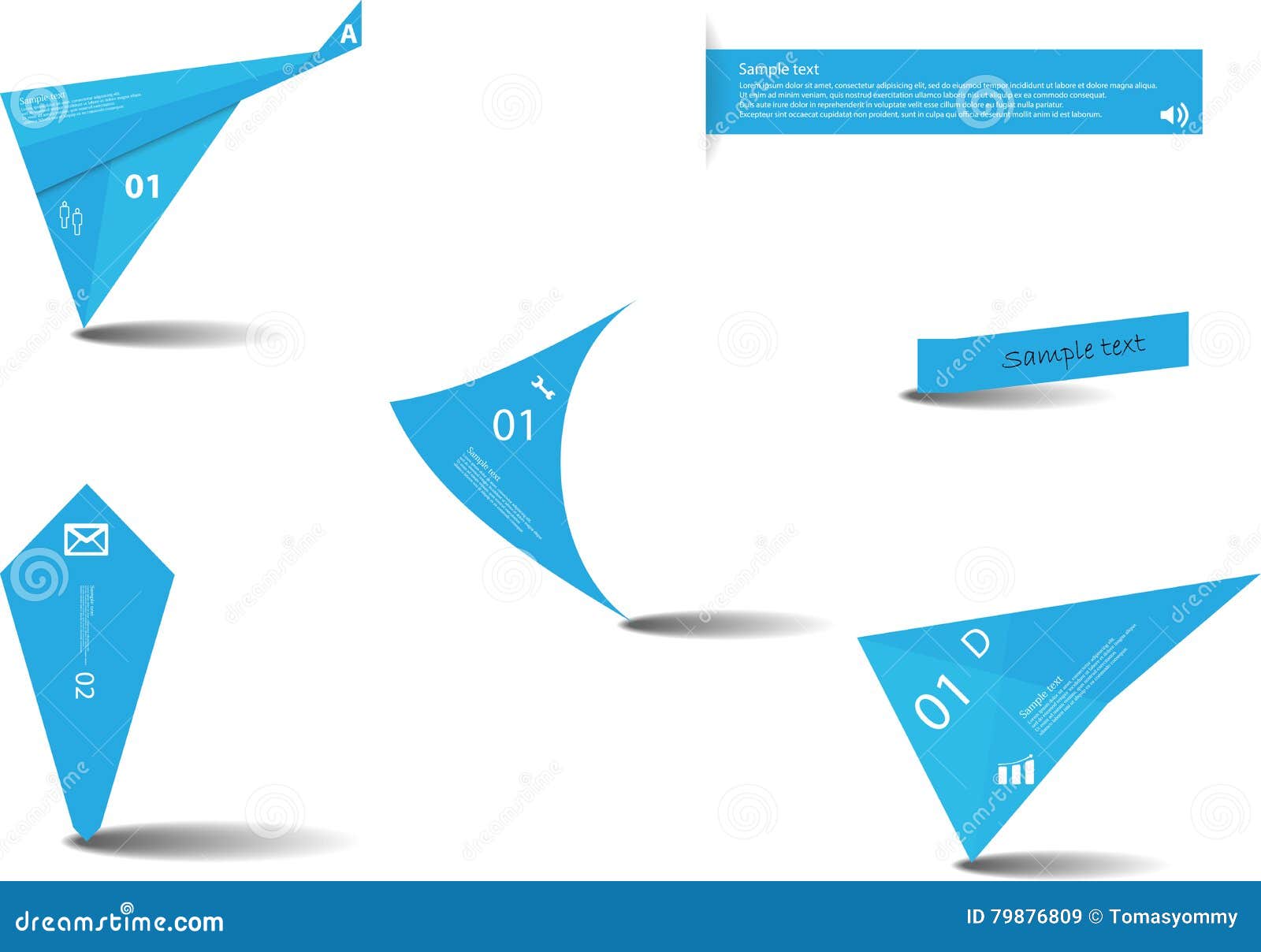 Set of Various Graphic Elements with Blue Color Stock Vector ...