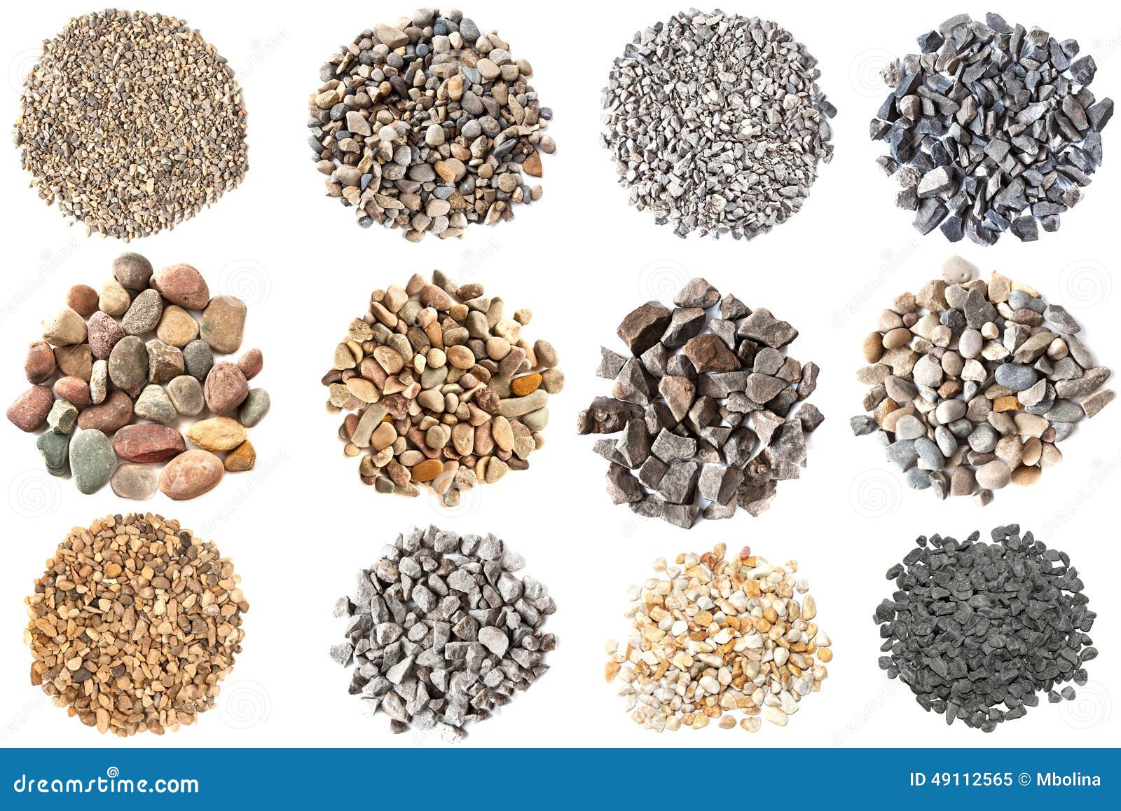 Set of Various Gravels and Pebbles Textures Stock Image - Image of ...