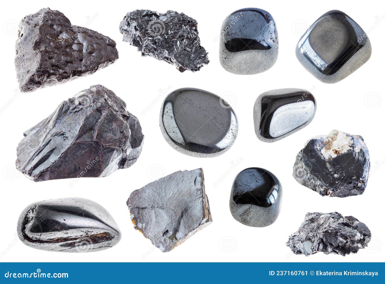 Set of Various Haematite Stones Cutout on White Stock Image - Image of ...
