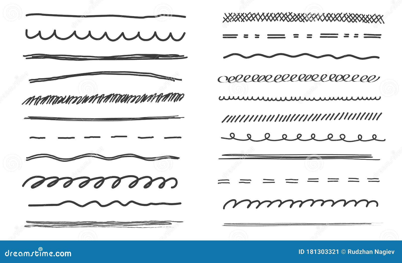 Set of Various Hand Drawn Lines and Strokes Stock Vector - Illustration ... Set of Various Hand Drawn Lines and Strokes Stock Vector - Illustration ...