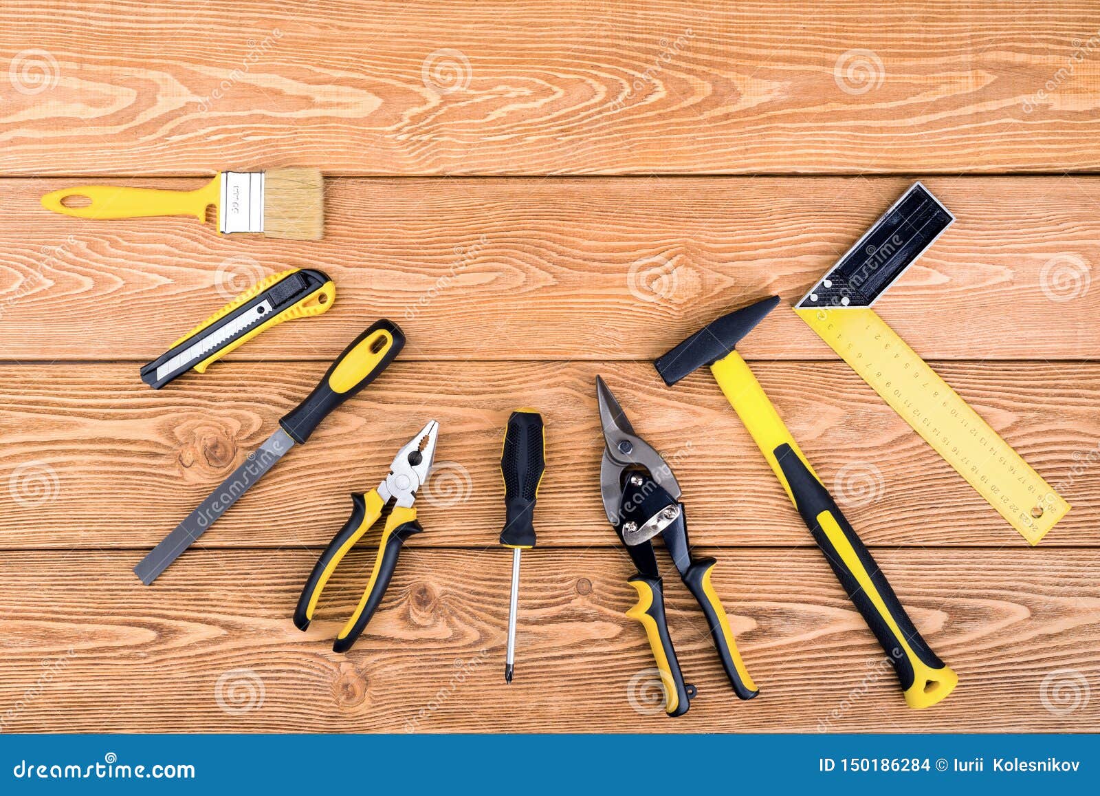 Set of various hand tools stock photo. Image of background - 150186284