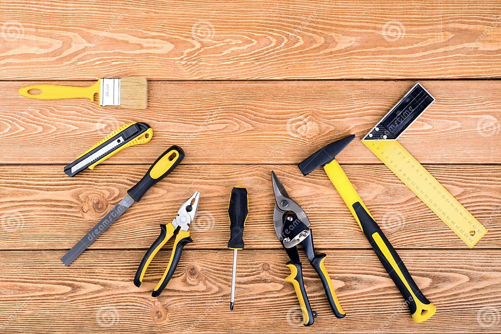 Set of various hand tools stock photo. Image of background - 150186284