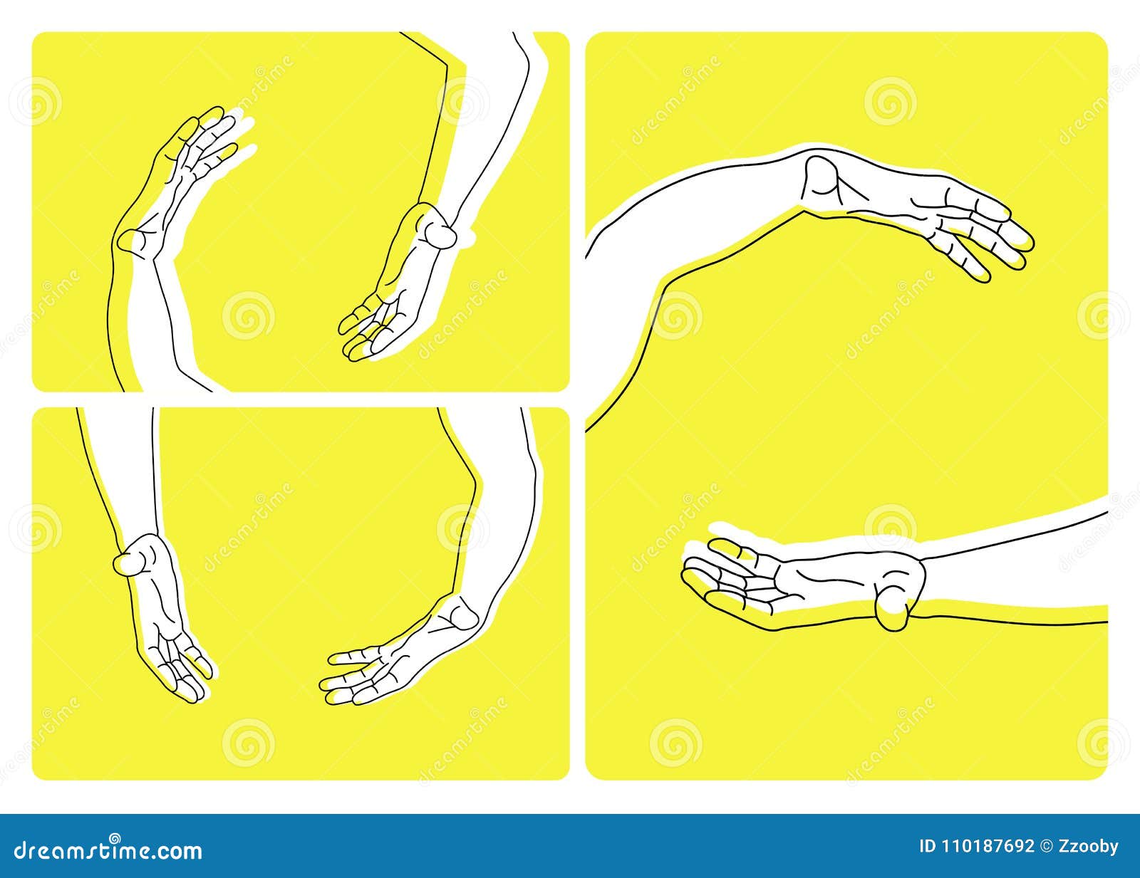 Set of Various Hands Movements. Typographic Poster Design. Vector ...