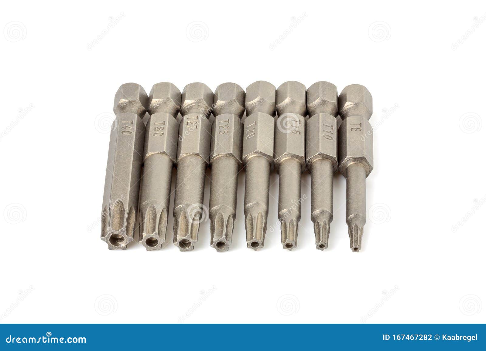 Set of Various Hexagonal Star Bits for Screwdriver on a White ...
