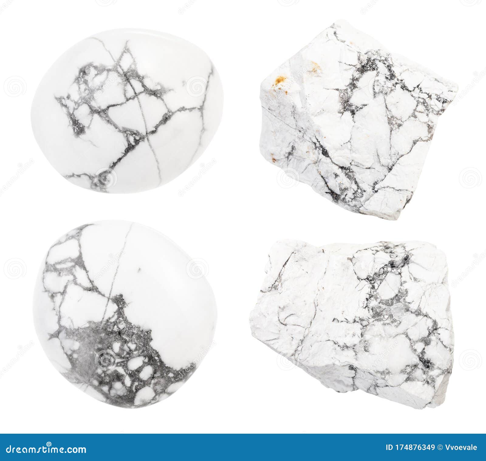 Set of Various Howlite Gemstones Isolated Stock Image - Image of ...