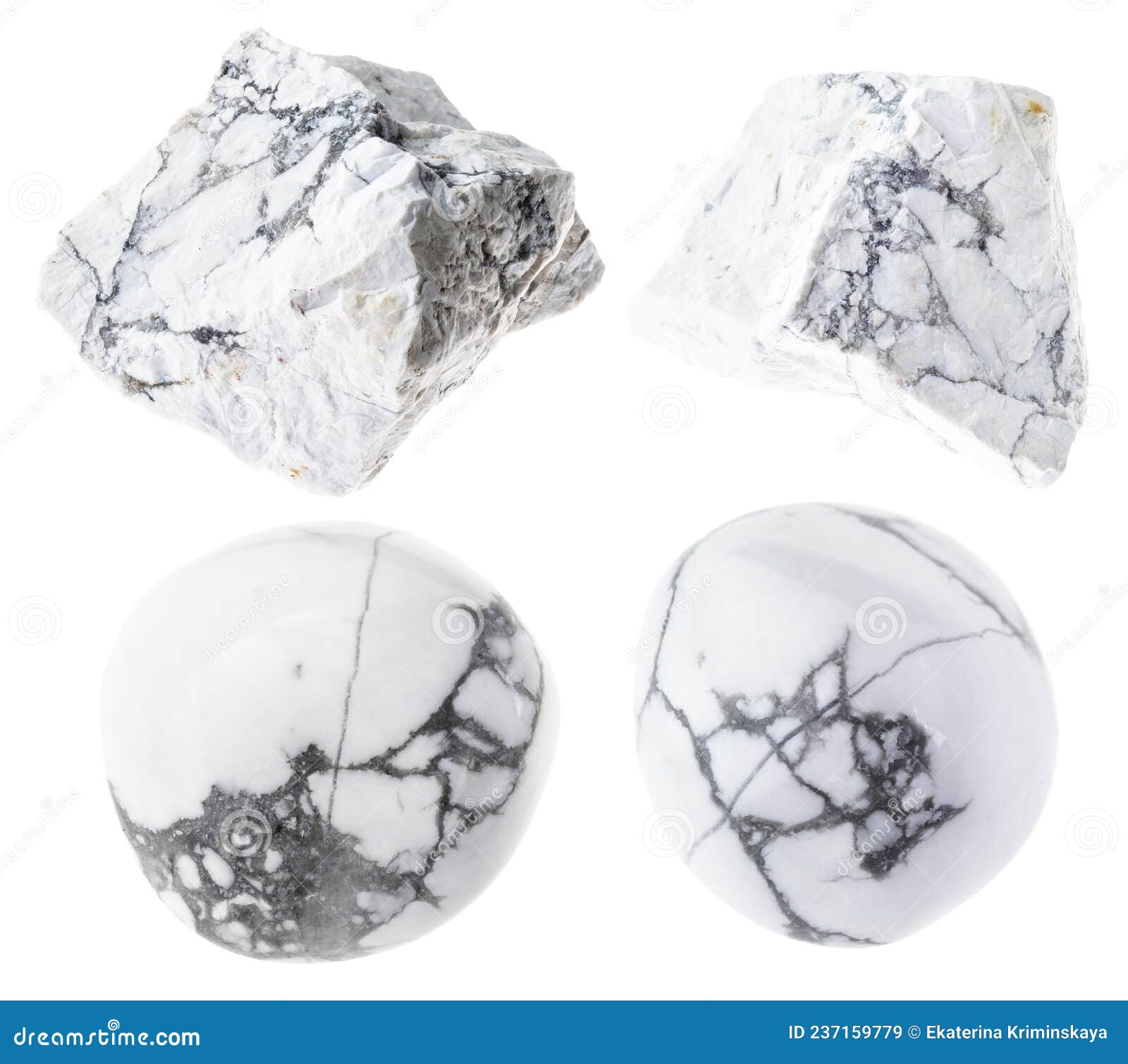 Set of Various Howlite Stones Cutout on White Stock Image - Image of ...