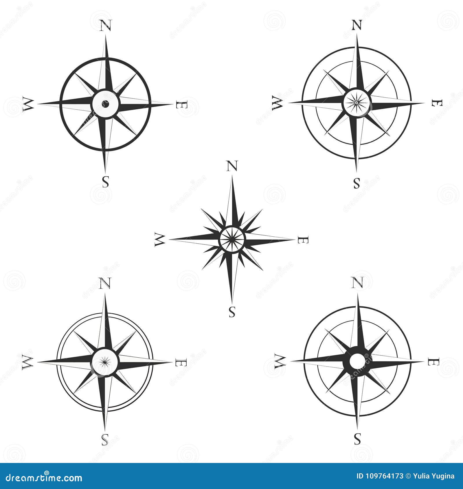 Set of Various Icons of Navigation Compass. Stock Vector - Illustration ...