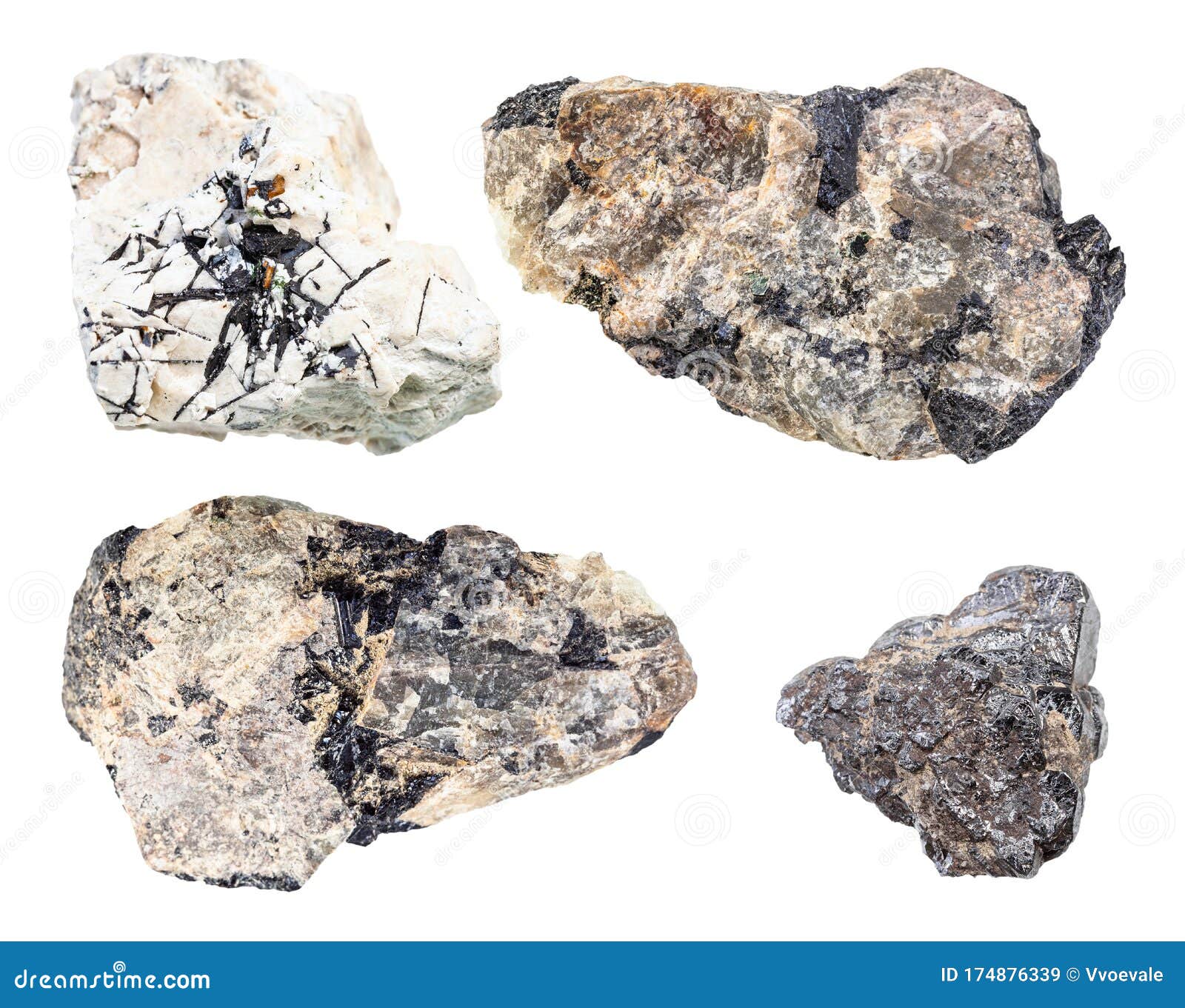 Set of Various Ilmenite Rocks Isolated on White Stock Image - Image of ...