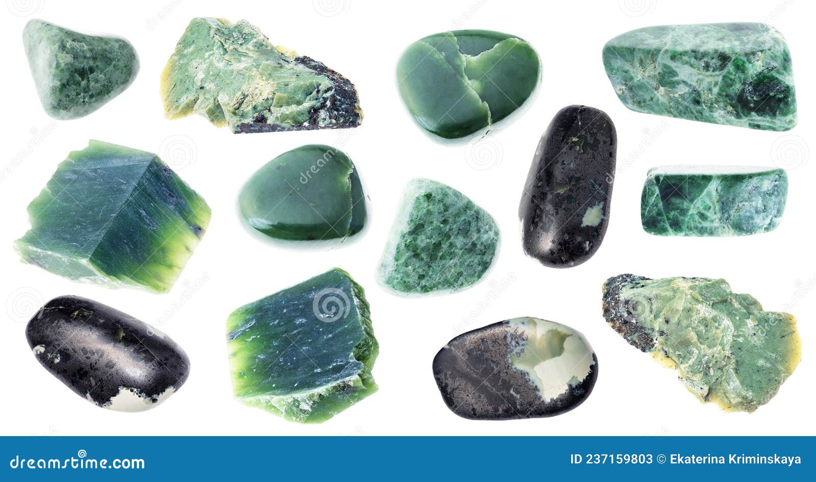 Set of Various Jade Stones Cutout on White Stock Image - Image of ...