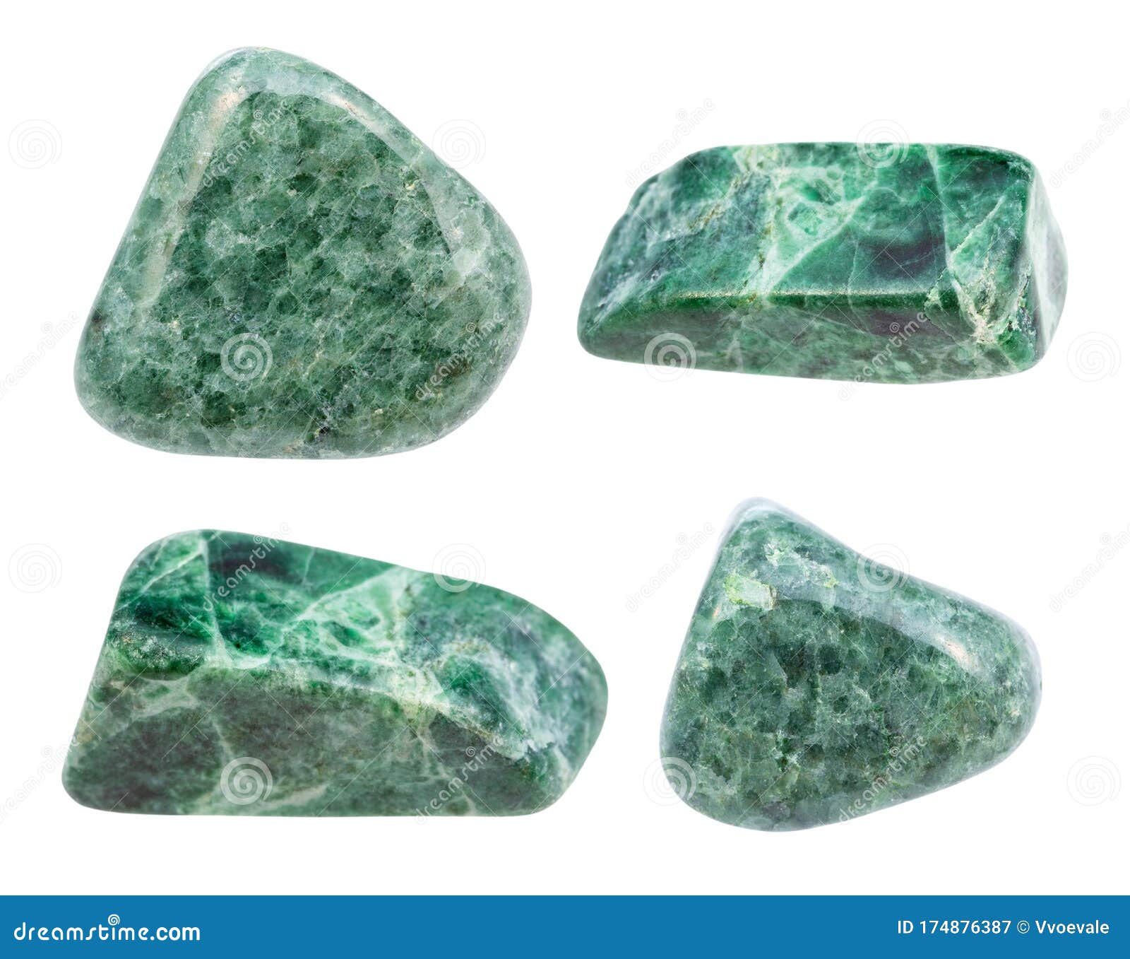Set of Various Jadeite Gemstones Isolated on White Stock Image - Image ...