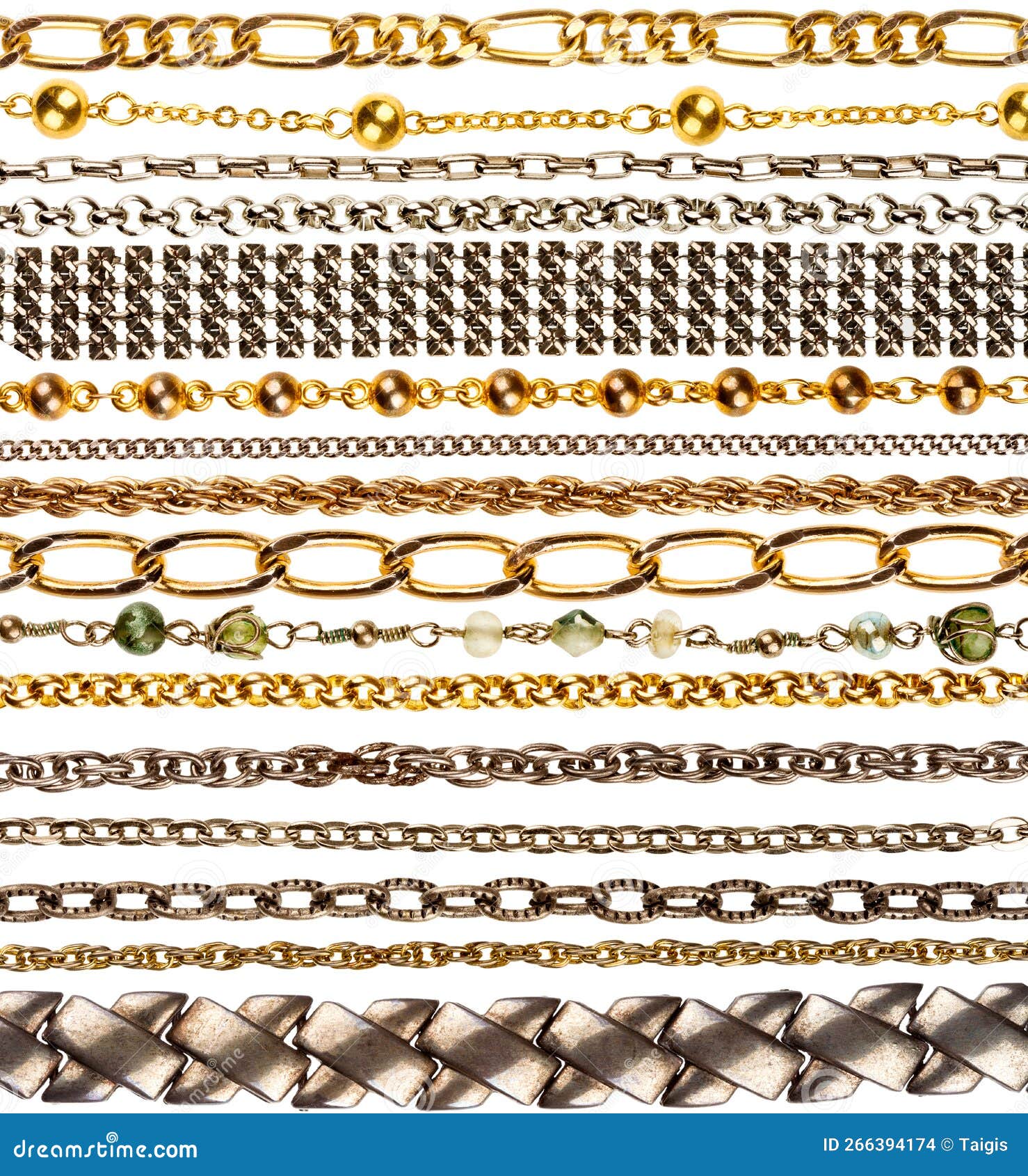 Set of Various Jewelry Chains Stock Photo - Image of decoration, brass ...